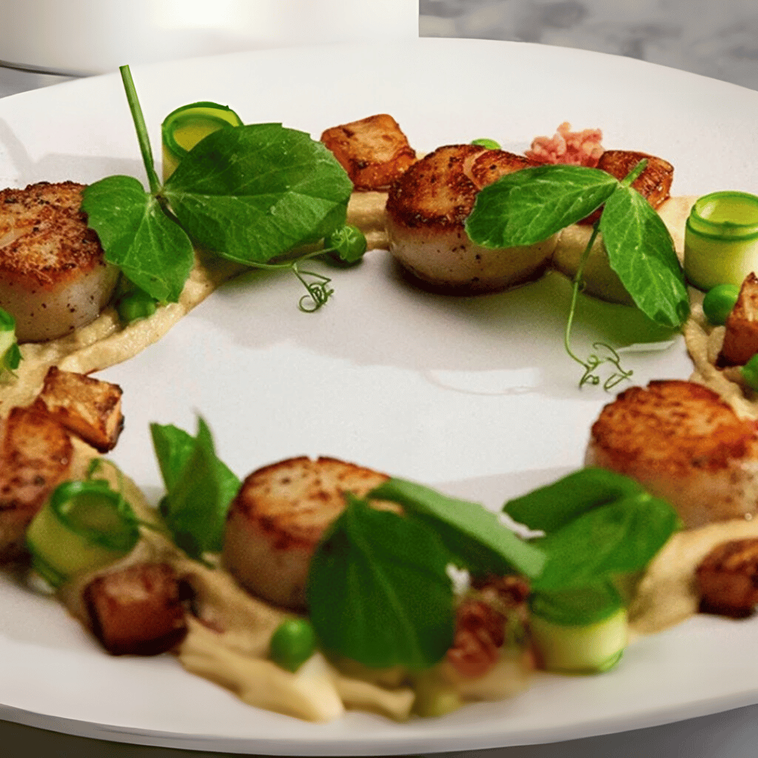 Caramelised Scallops And A Caramelised Shallot Puree Wi | Aussie Meat