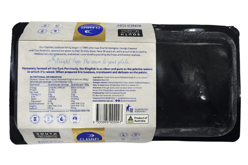 Australian Yellowtail Kingfish Fish Fillets Boneless Skin-On (2 x 140g ...